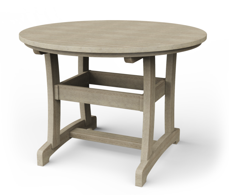 Round Poly Table With Wood Grain Finish - YardCraft