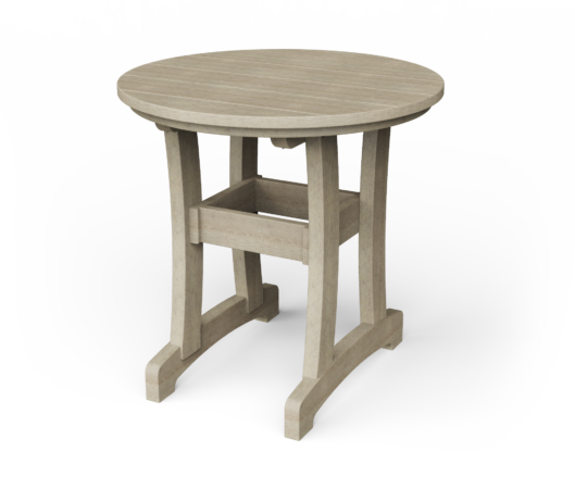 Round Poly Table With Wood Grain Finish - YardCraft