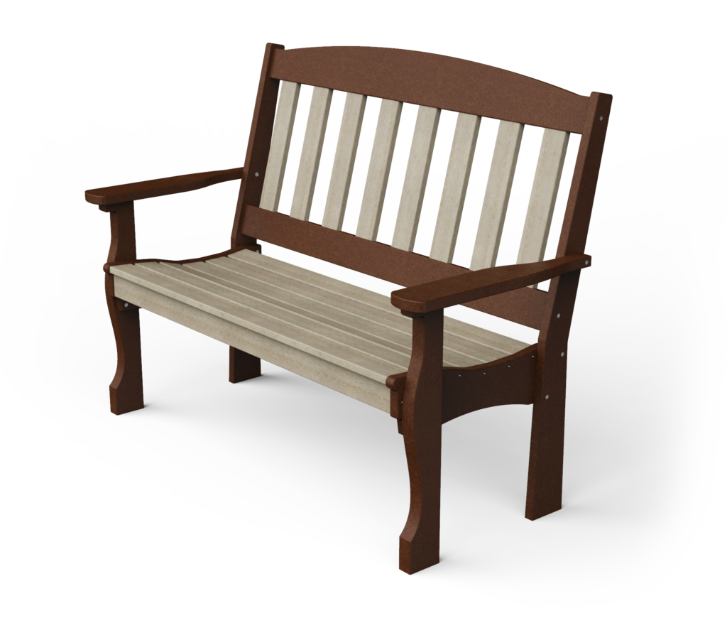 Poly English Garden Bench With Wood Grain - YardCraft